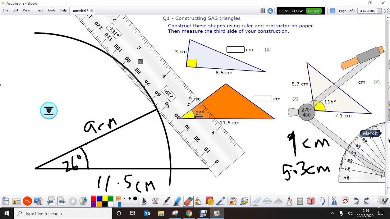 Year 9 constructing triangles using ruler protractor and compasses - YouTube