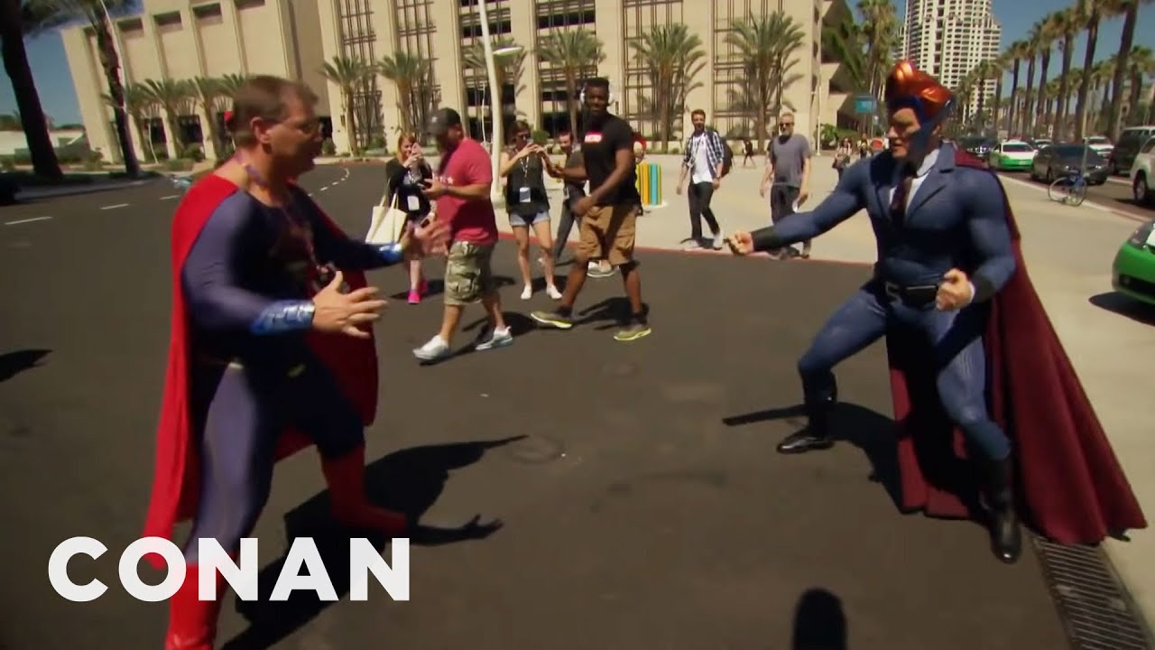 Conan Patrols Comic-Con® In His Superhero Suit | CONAN on TBS - YouTube