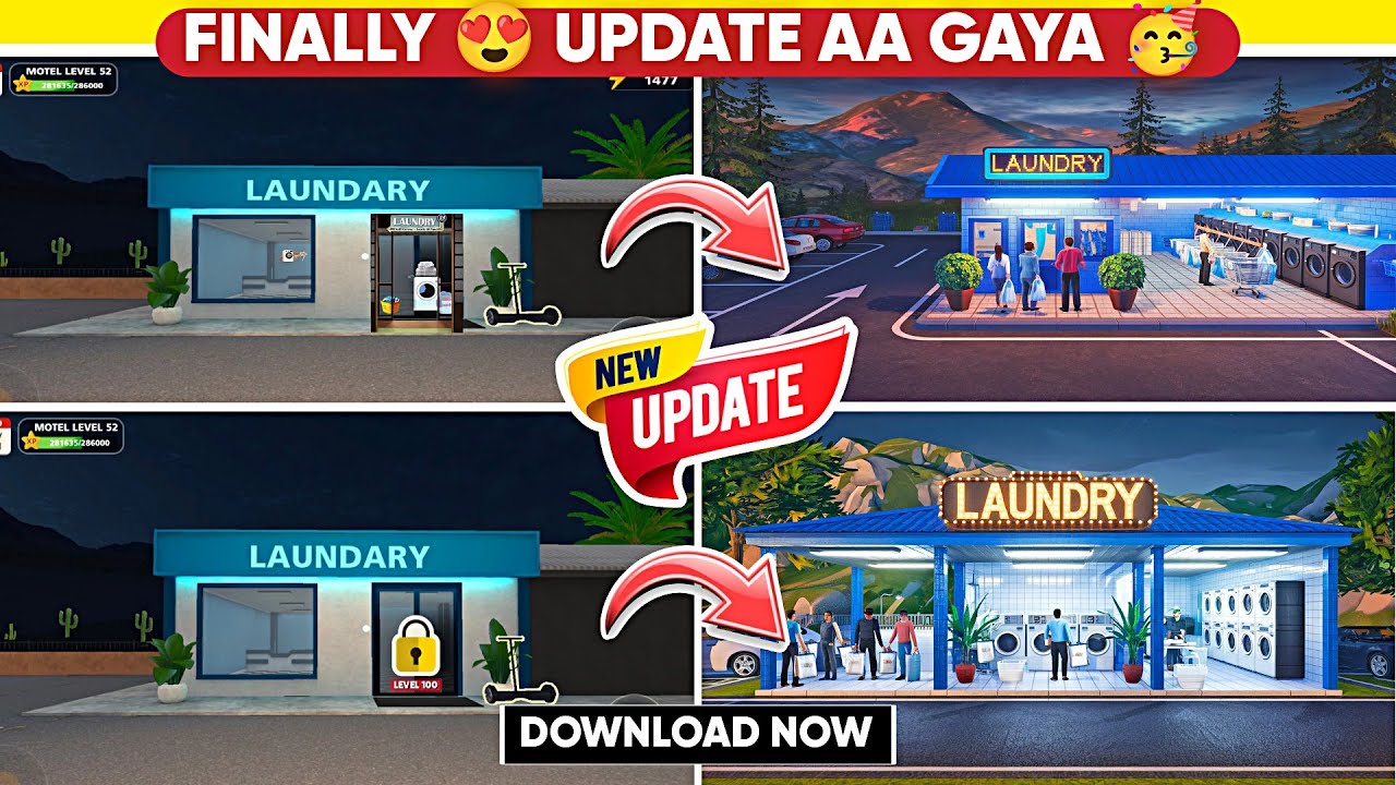 FINALLY 🥳 LAUNDRY UPDATE AA GAYA 😍 | NEW UPDATE | SUPERMARKET & MOTEL SIMULATOR 😍 - YouTube