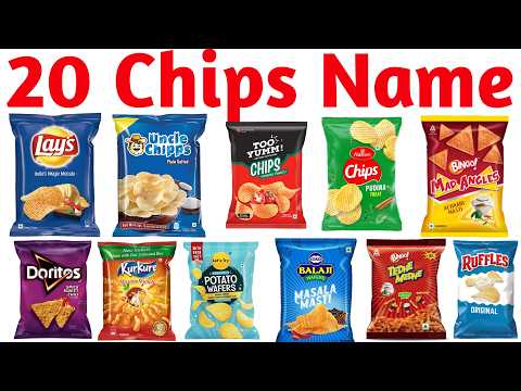 चिप्स के 20 नाम 🍟 | Learn 20 Chips Names for Kids with Pictures & Sounds