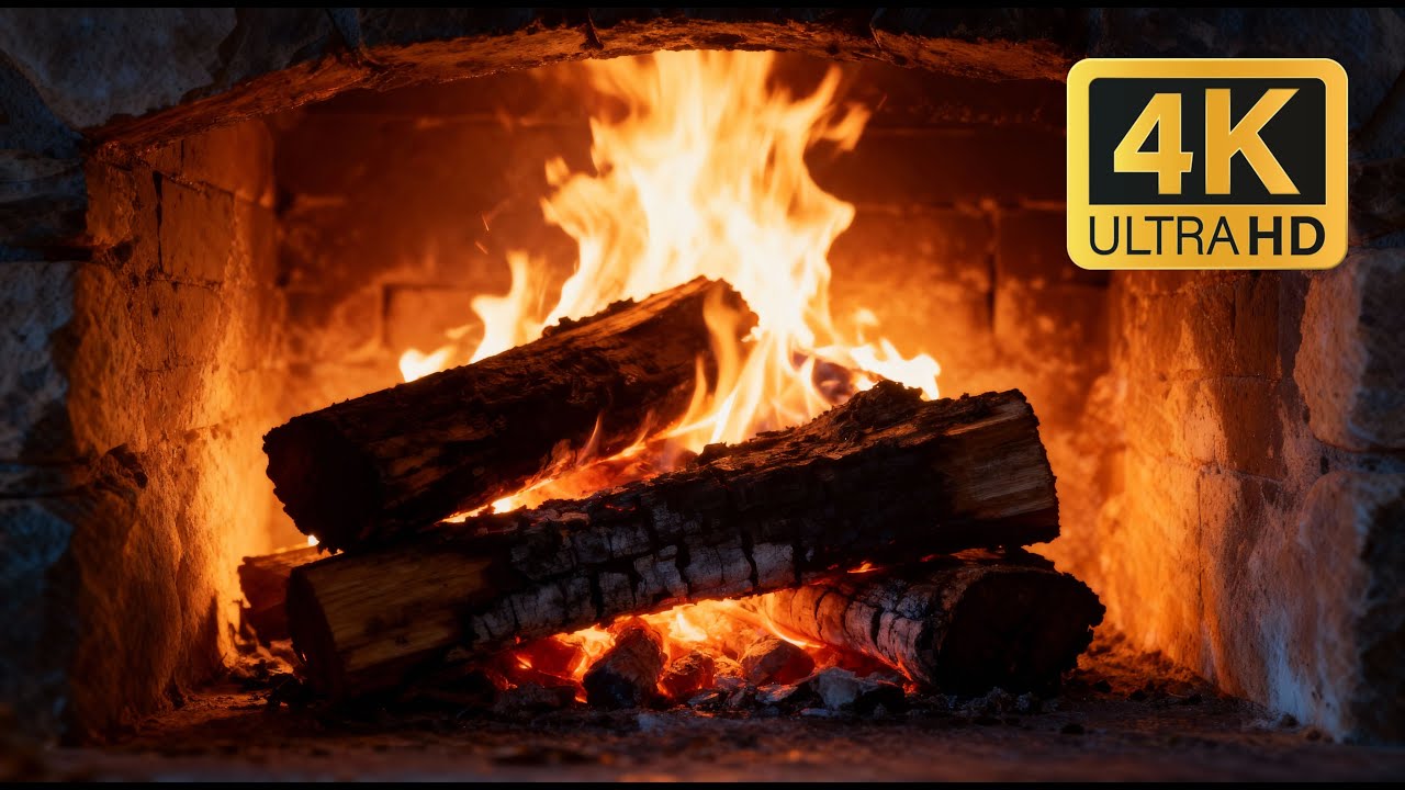 🔥 Evening Cozy Fireplace 4K (12 HOURS) | Crackling Fire Sounds for ...