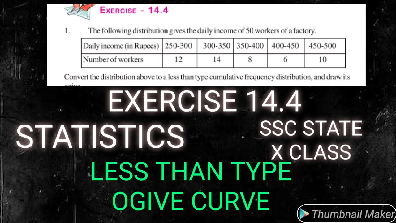 LESS THAN TYPE OGIVE CURVE... STATISTICS TENTH CLASS SSC CBSE - YouTube