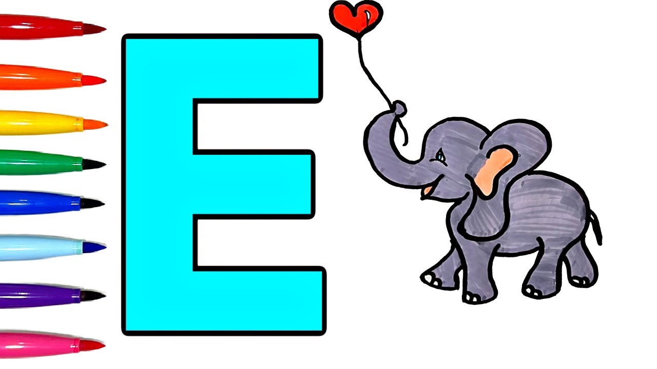 Draw for Kids and Toddlers | Learn Alphabet E Words While Drawing and ...