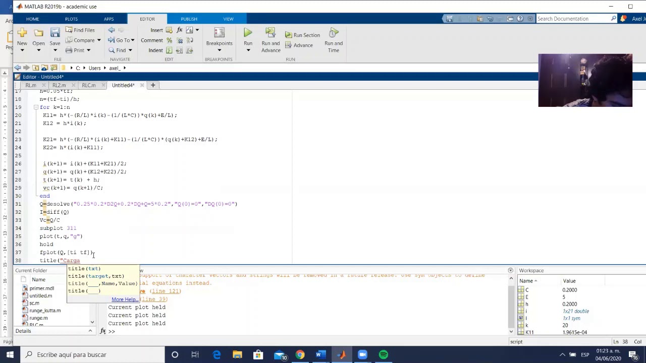 Circuito RLC en Matlab - YouTube