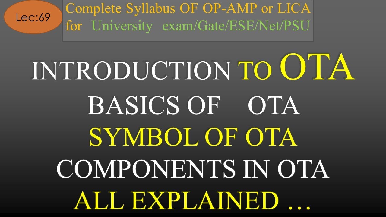 Lec-69 Introduction of OTA with Basics, Symbol and Components | OTA vs ...