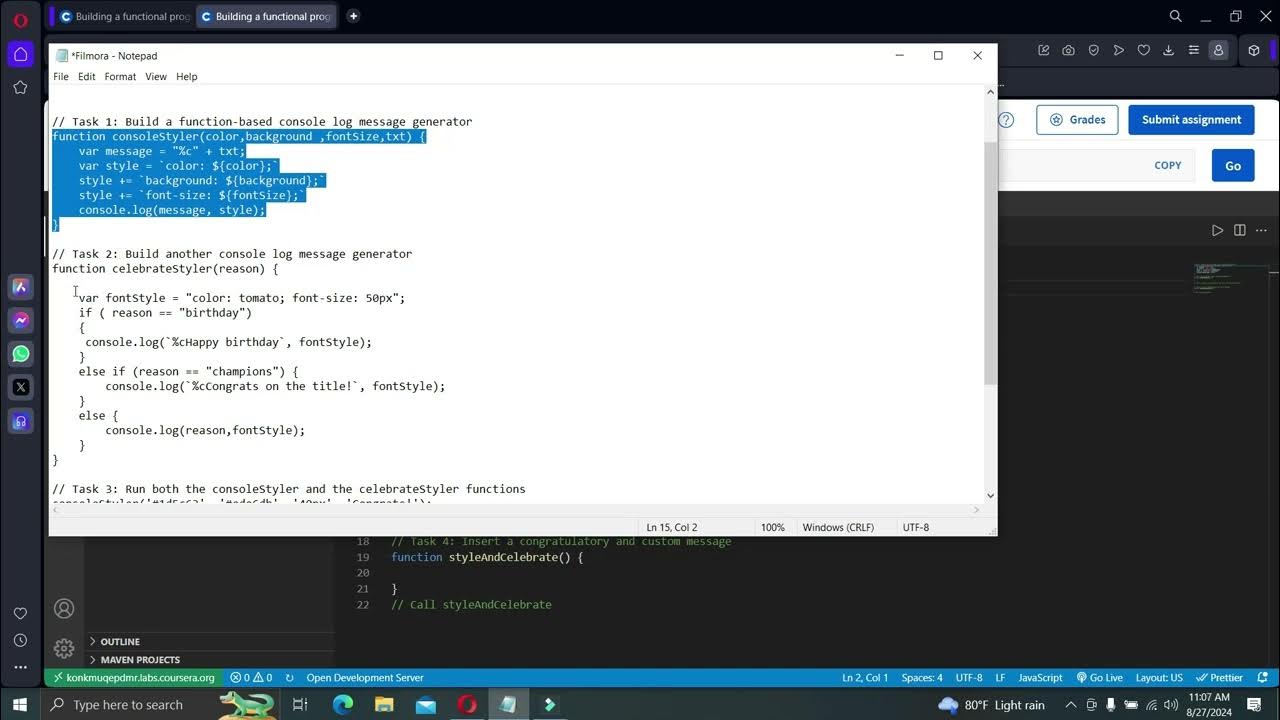 Programming Assignment: Building a functional program Coursera | Programming with JavaScript ...
