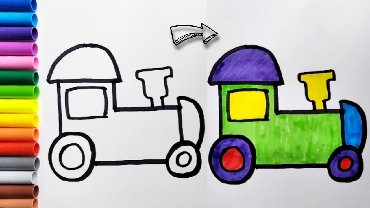Kereta Api Tut Tut Tut | Menggambar dan Mewarnai Kereta Api - YouTube