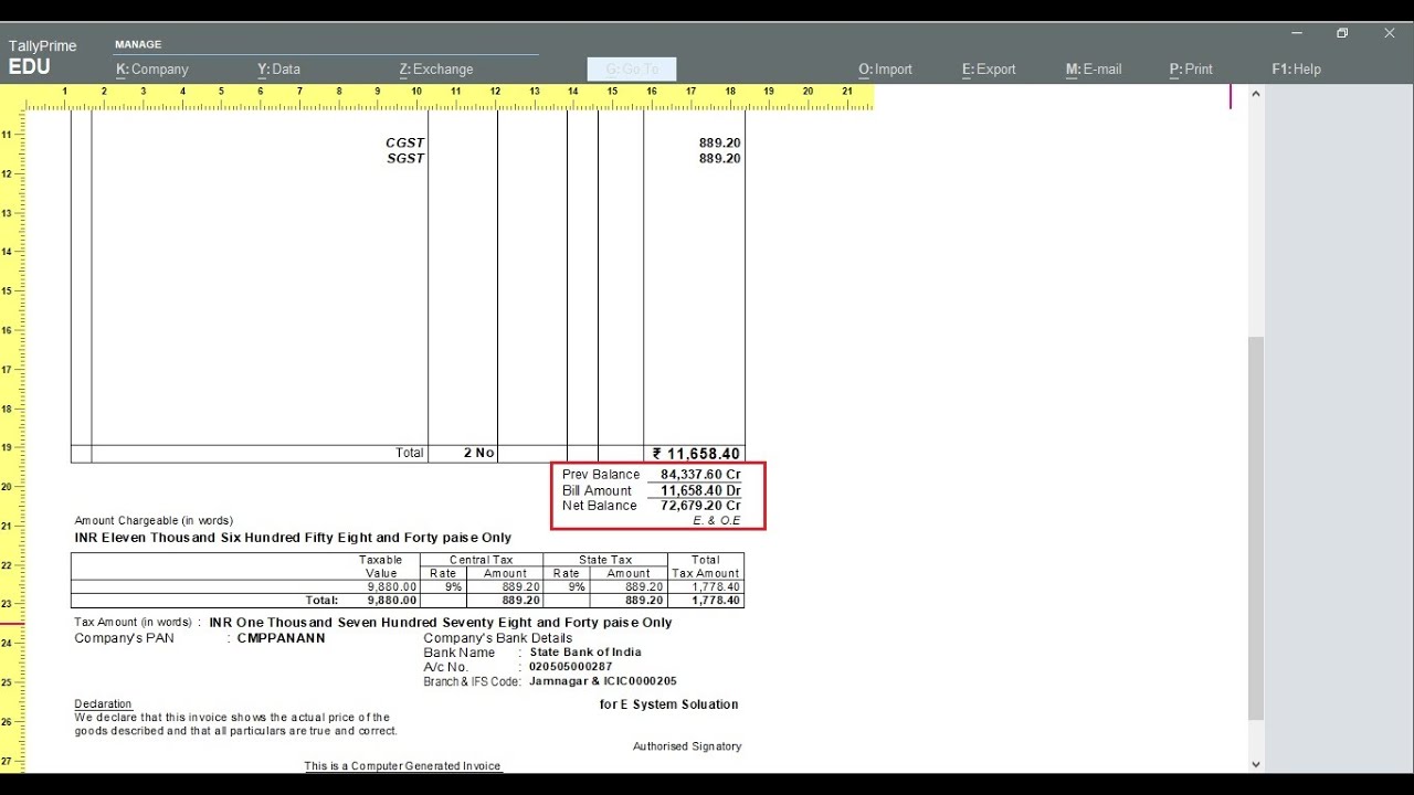 Tally Add On Print Previous Balance In Sales Invoice In Tally Prime Tally Add On Print Previous Balance In Sales Invoice In Tally Prime