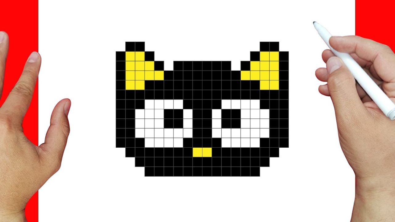 HOW TO DRAW A PIXEL ART BLACK CAT - YouTube