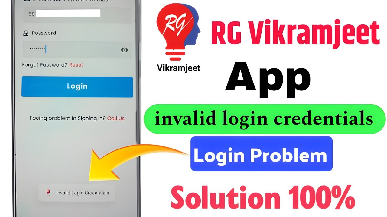 invalid login credentials RG Vikramjeet | RG vikram jeet login problem ...