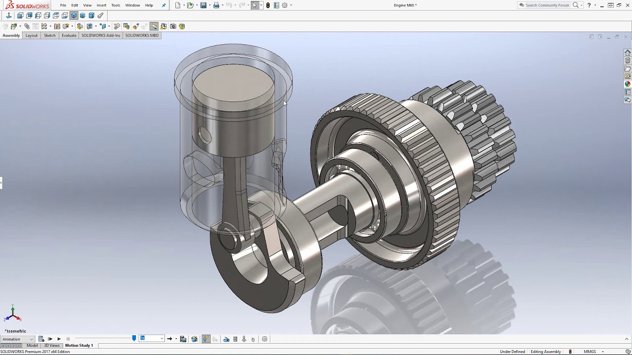 Simulating Internal parts of 'Engine MKII' SolidWorks - YouTube