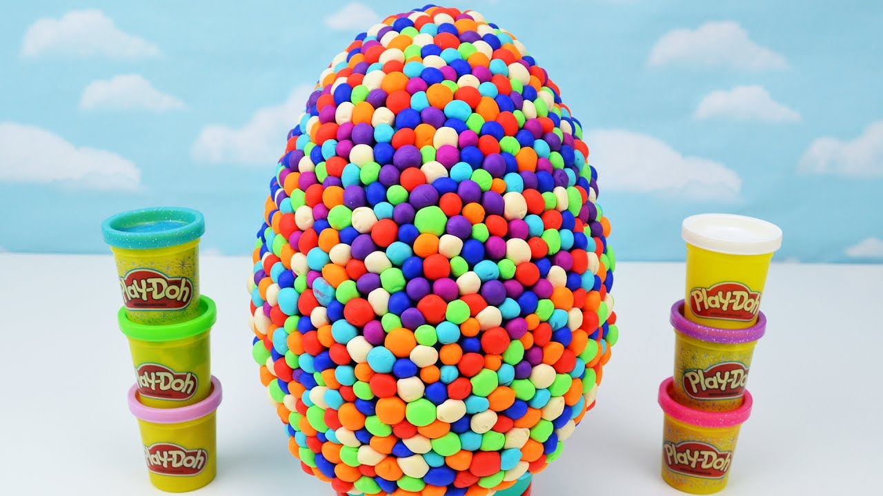 Kids Play Doh & Rainbow Dots Giant Surprise Egg filled with candy ...