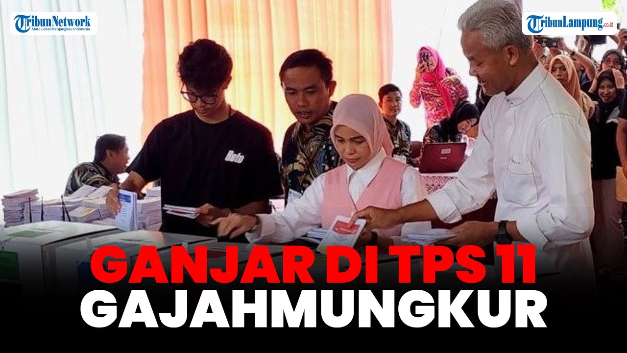GANJAR BERSAMA SITI ATIQOH IKUT ANTRE TUNGGU GILITAN MENCOBLOS DI TPS ...