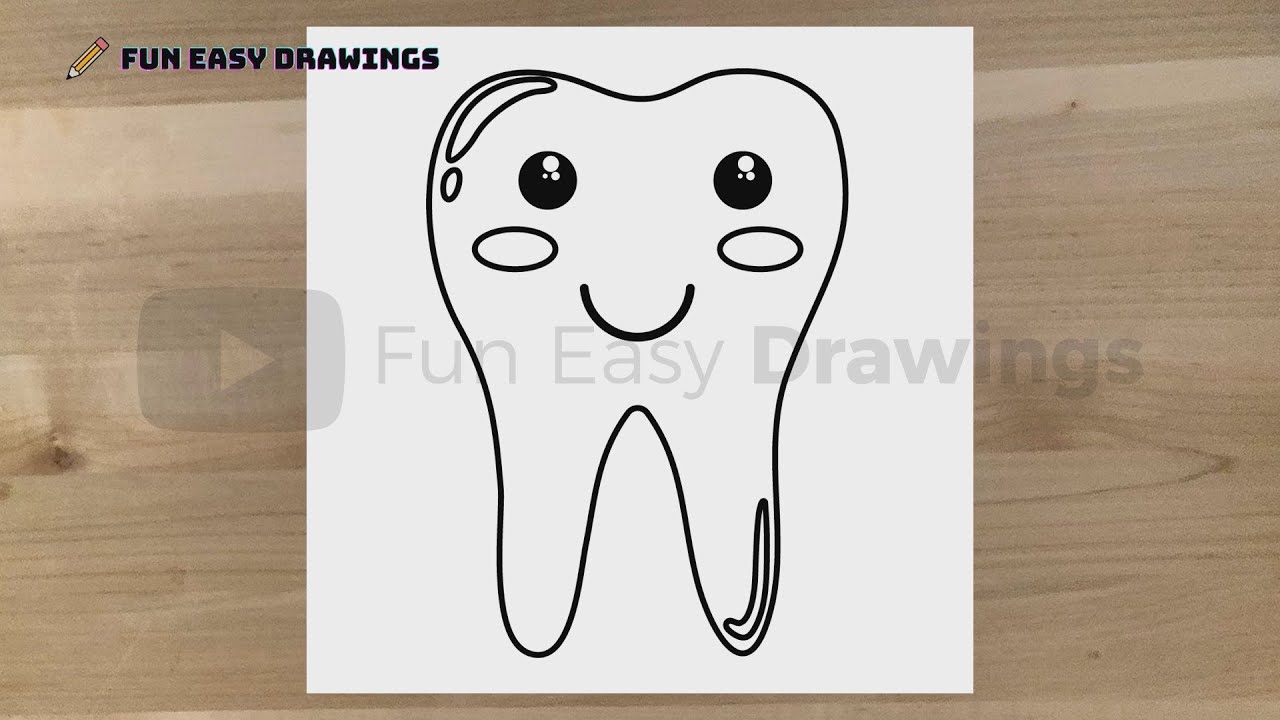 How to Draw a Cute Tooth Easy - Fun Easy Drawings #FunEasyDrawings # ...