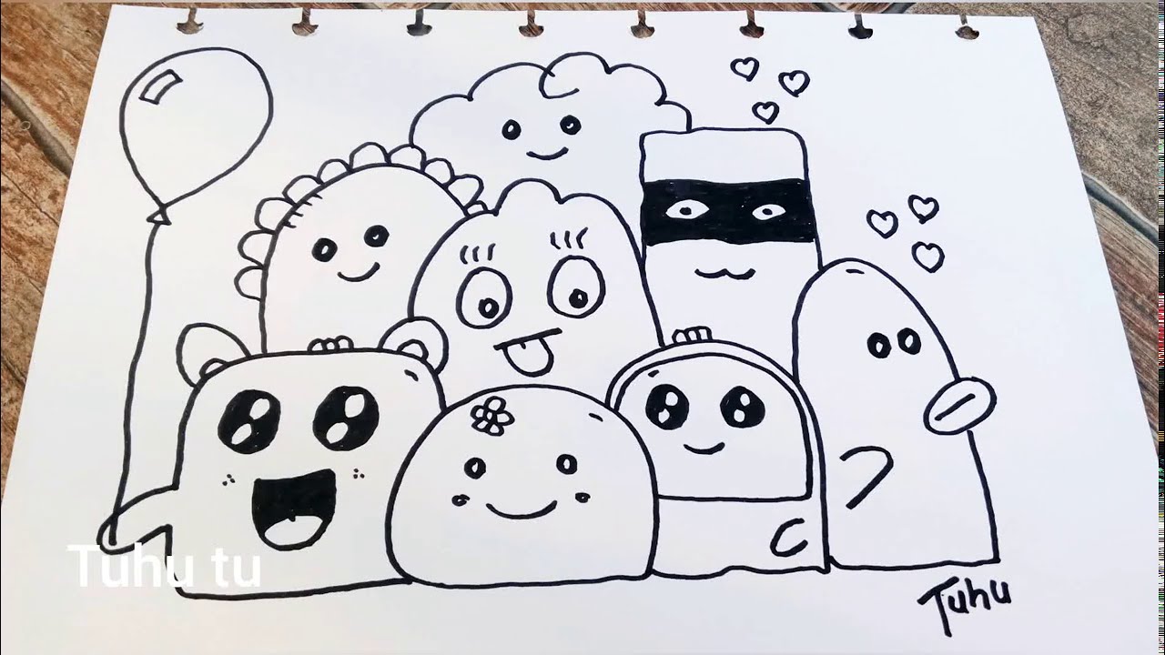 Doodle art Gambar nya mudah | Doodle art yg simpel dan lucu - YouTube