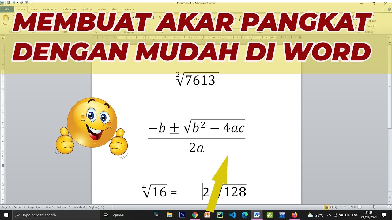 Cara membuat akar pangkat di microsoft word - YouTube