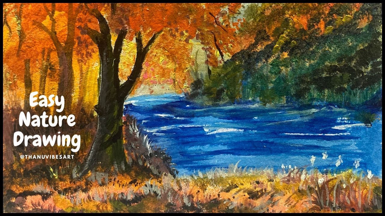 🧡 Vibrant Autumn River Drawing! EASY Fall Scenery for Beginners - YouTube