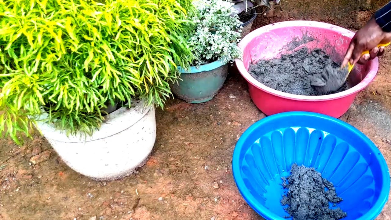 How to make a cement pot | Making a cement pot is easy Cement Craft ...