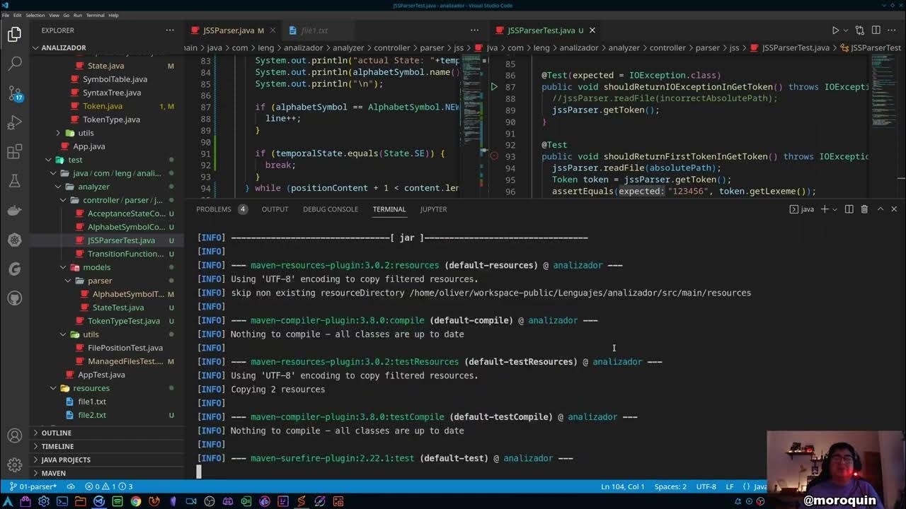 17 - Programando el Parser (analizador léxico) - Testing - parte 3 ...