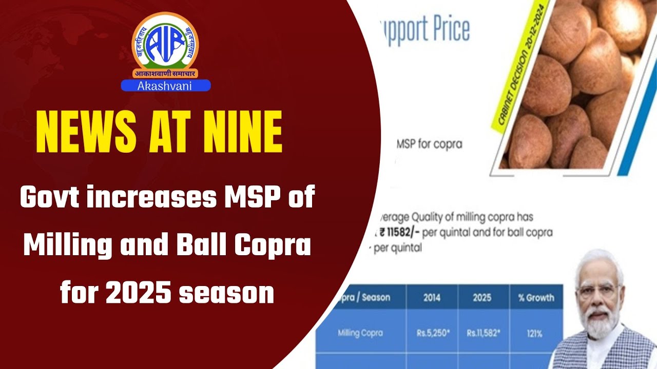 Govt increases MSP of Milling and Ball Copra for 2025 season - YouTube