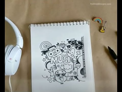 Doodle art for Music ! - Kadmad Designs - YouTube