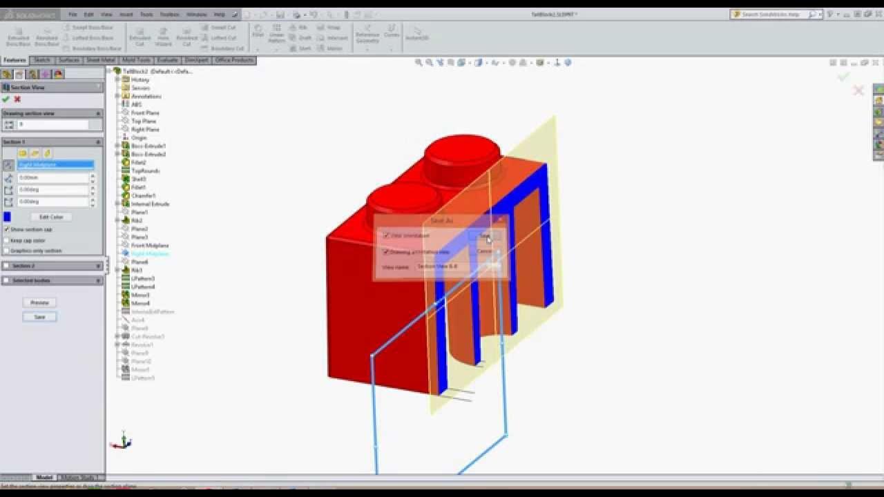 Creating Section Views in SolidWorks - YouTube