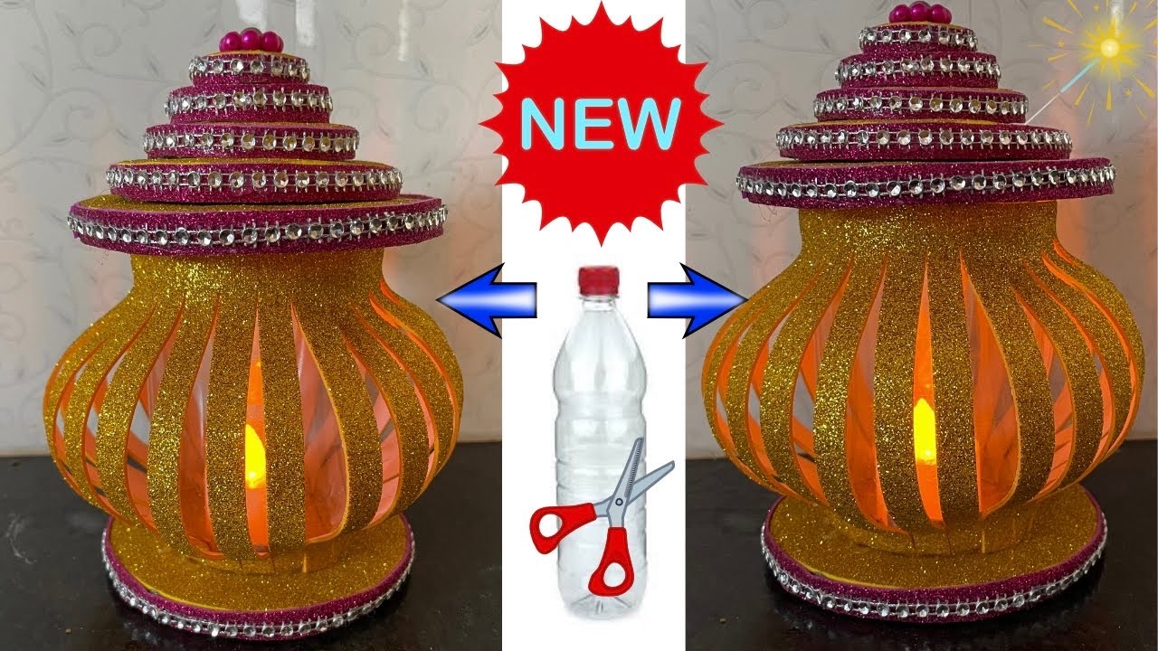Akash Kandil making at home for Diwali decoration using plastic bottle ...