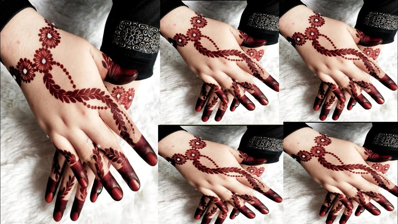 simple back hand design ||back hand mehdi ||easy mehdi design ||simple ...