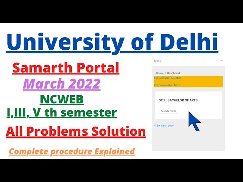 DU Samarth Portal Course Selection - YouTube
