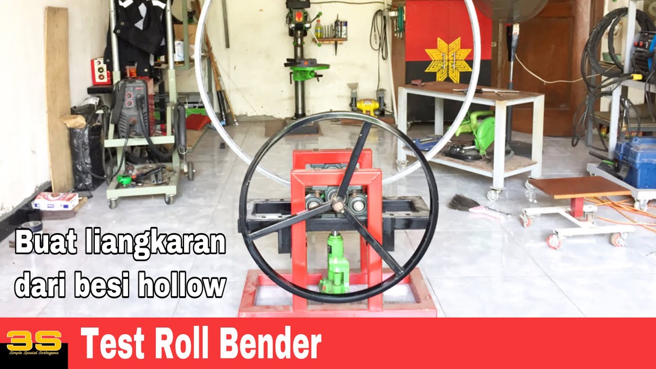 Test membuat lingkaran dari besi hollow menggunakan alat roll - YouTube