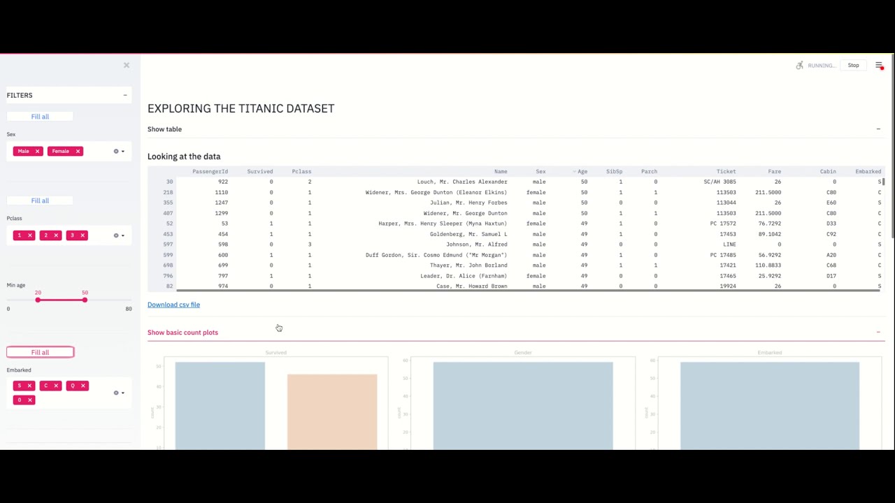 Exploring the Titanic dataset with streamlit - YouTube