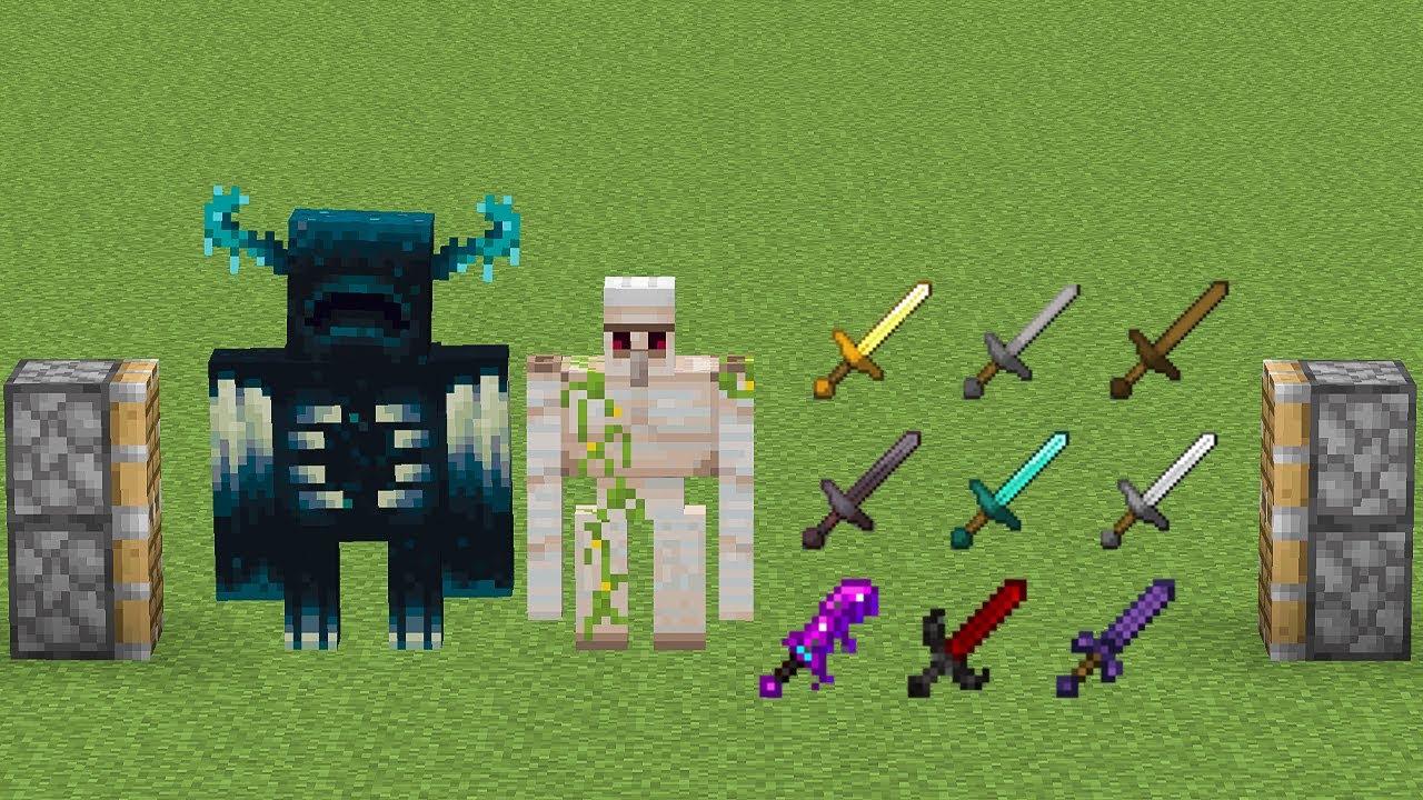 x30 warden + x30 iron golem + all swords combined - YouTube