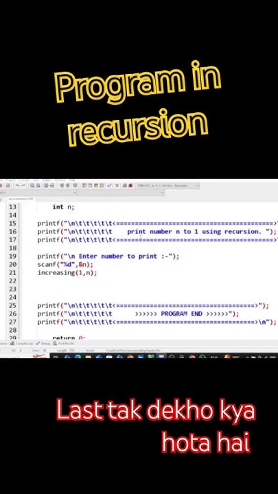 program to print 1 to n using recursion #viralvideo #coding # ...