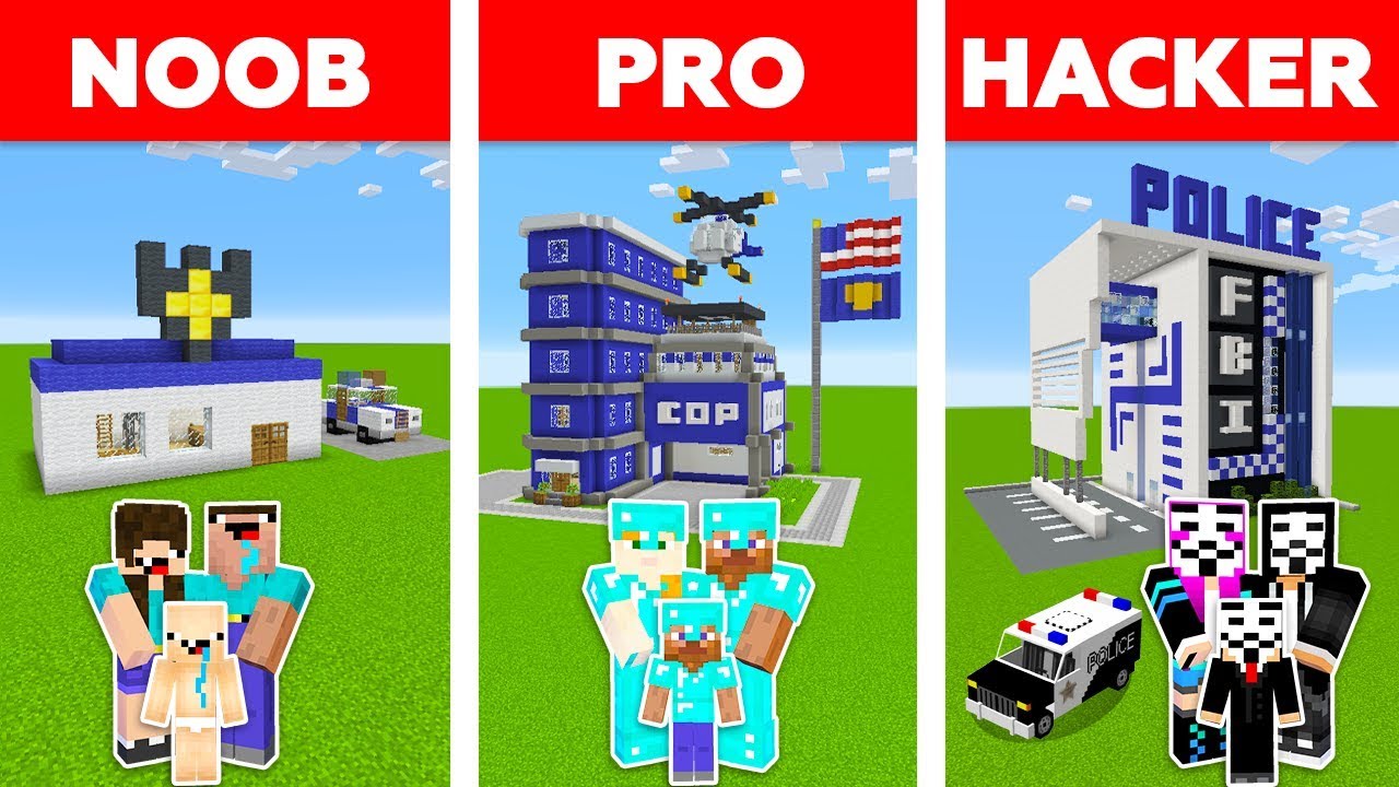 Minecraft Battle: NOOB vs PRO vs HACKER: FAMILY POLICE STATION in ...