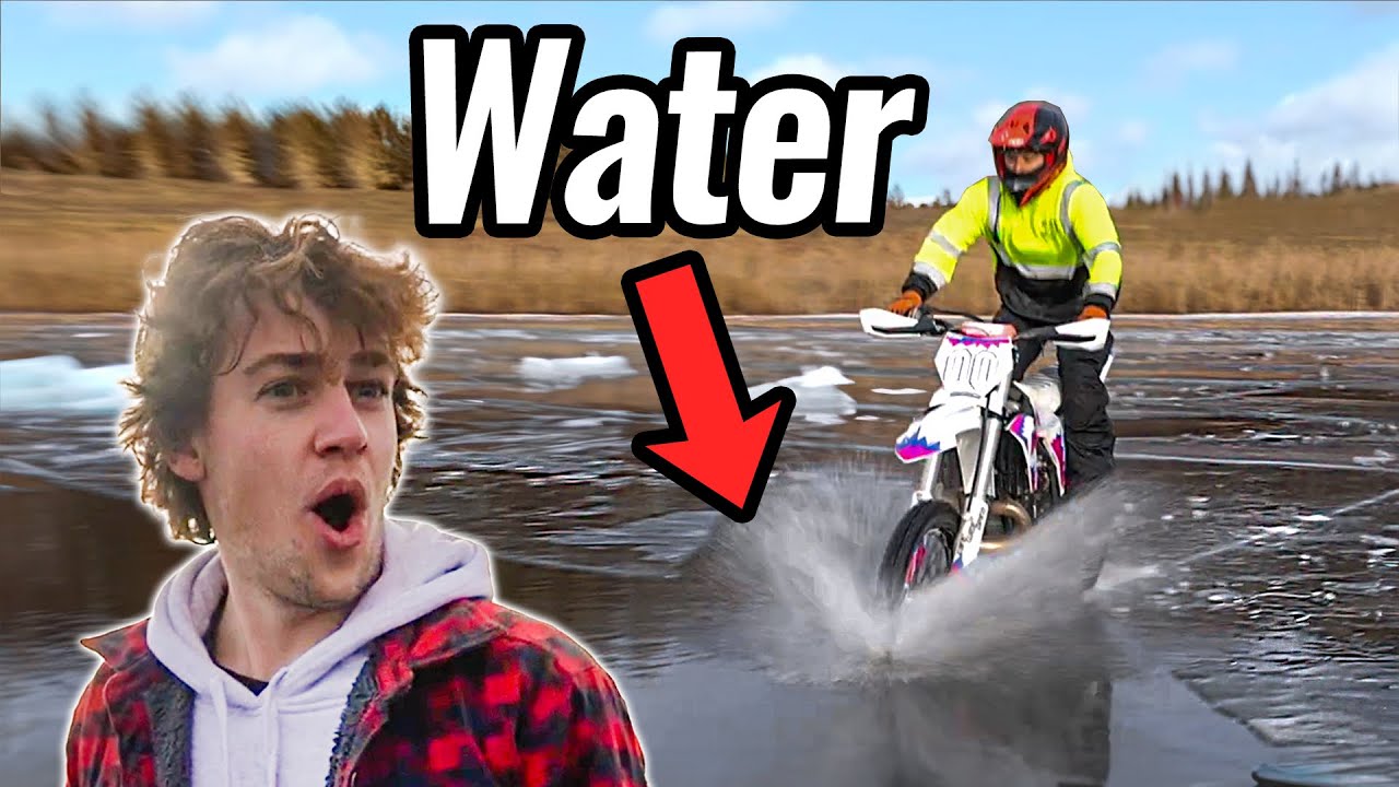 Dirt Bike Falls Through Ice - YouTube