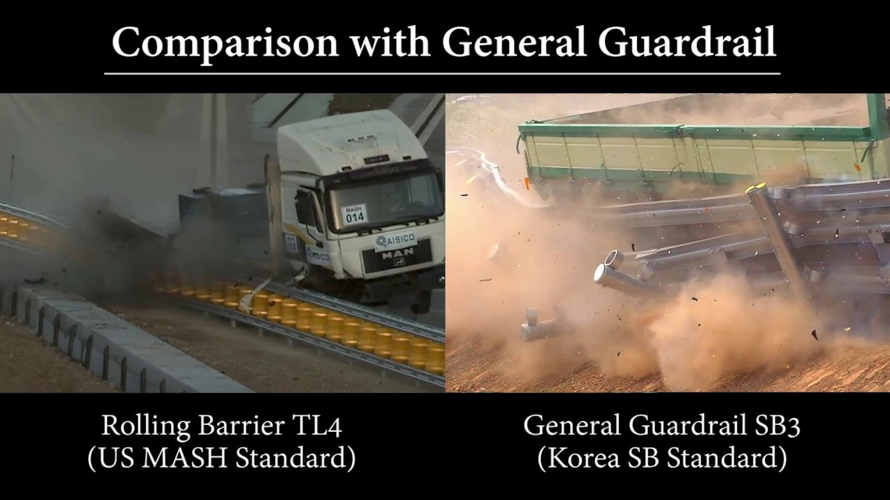 Rolling Barrier MASH TL4 (100km/h) - YouTube