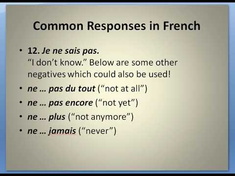 Common Responses in French - YouTube