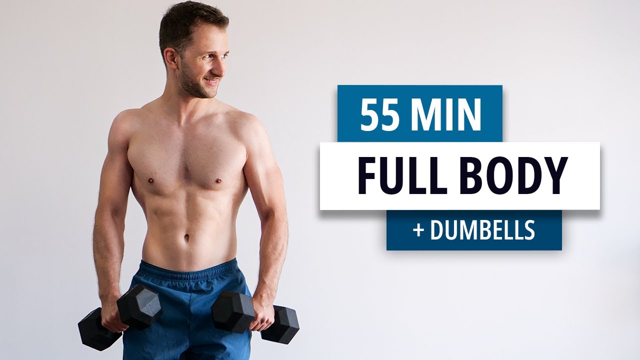 55 Minute FULL BODY WORKOUT At Home With Dumbbells [CARDIO X POWER 2 ...