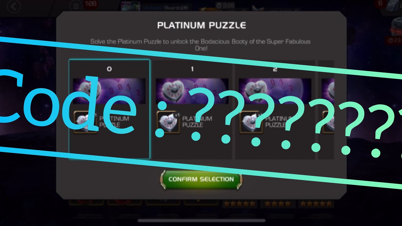 (Mcoc) platinum puzzle code ??? - YouTube