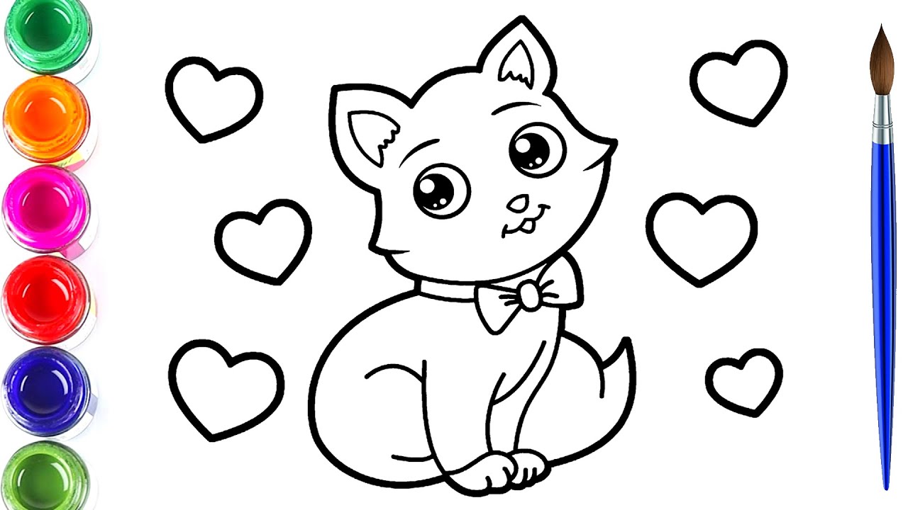 A Happy Cat Drawing, Painting, Coloring for Kids & Toddlers | Kids Art ...