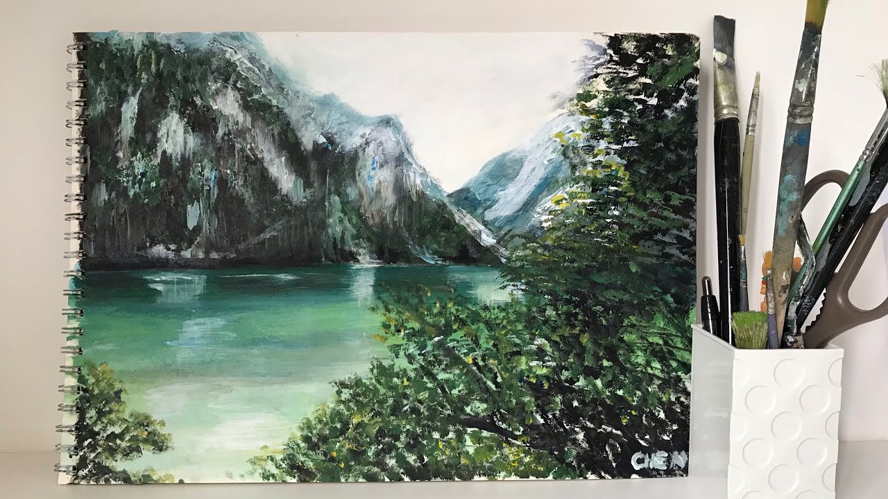 Easy Waterscape Painting for Beginners Using Acrylics - YouTube