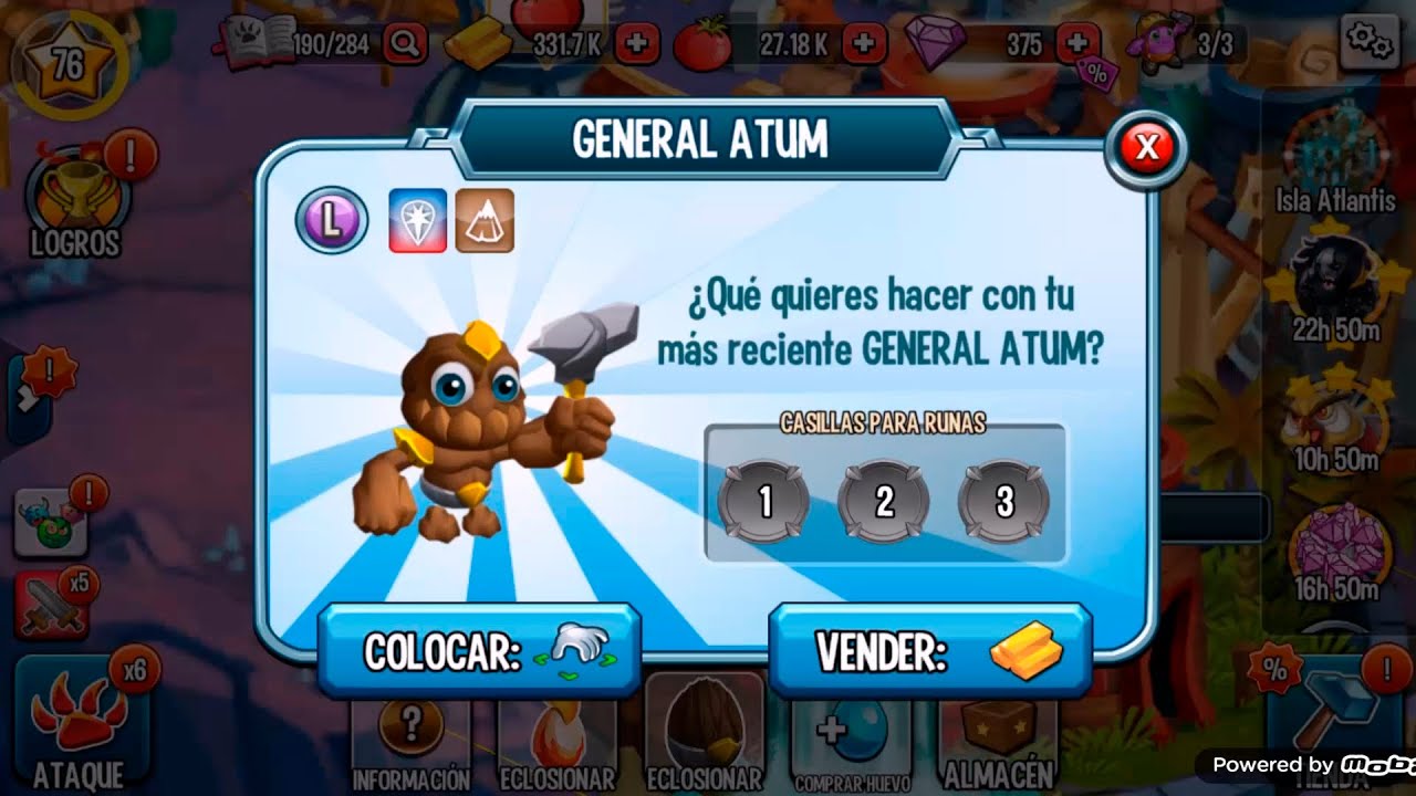 Monster Legends l Monstruo General Atum l Niveles 1 a 100 + Combate ...