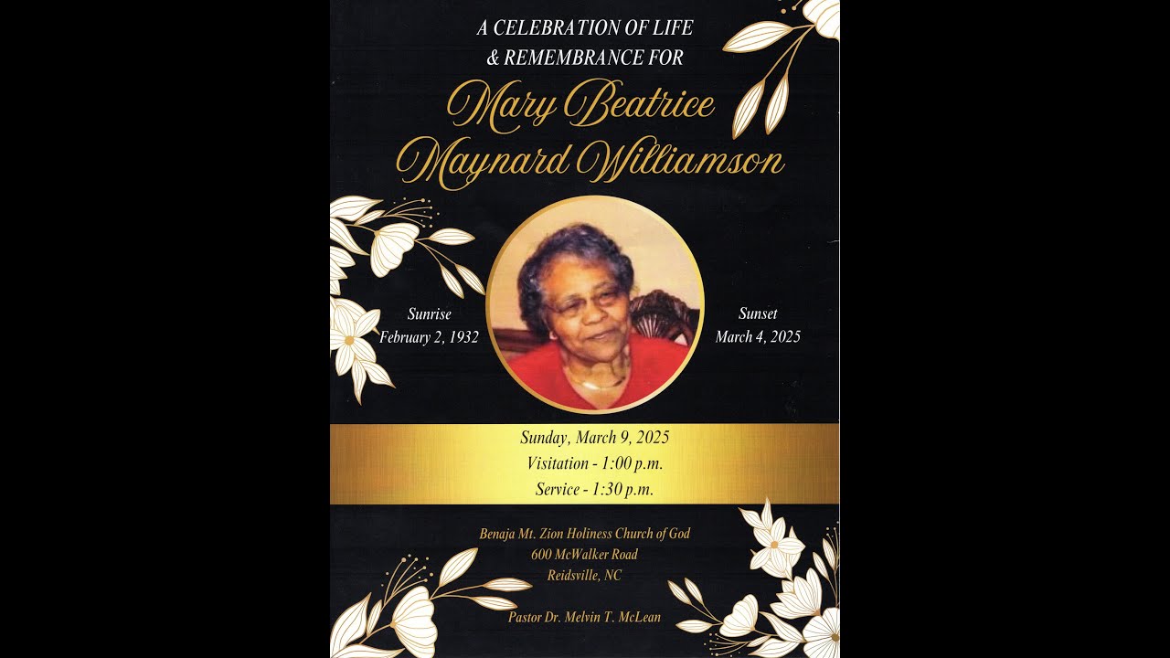 Mary Beatrice Maynard Williamson - YouTube