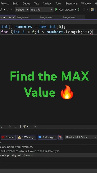 🔢 C# Basics: Using Loops to Find the Maximum Element in an Array 💻 - YouTube