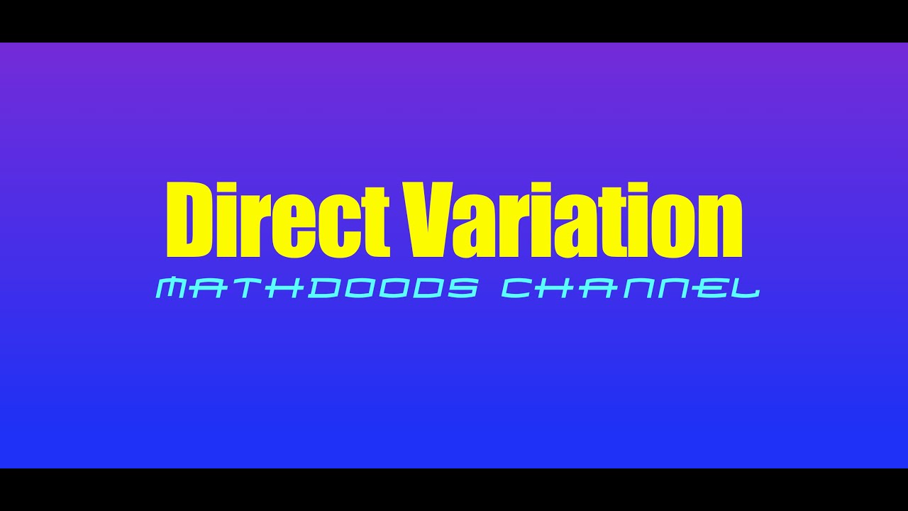 Direct Variation - YouTube