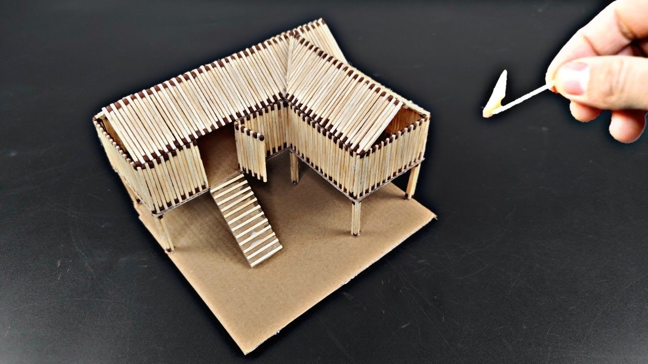 How to Make Matchstick House at Home || Match House Fire - YouTube