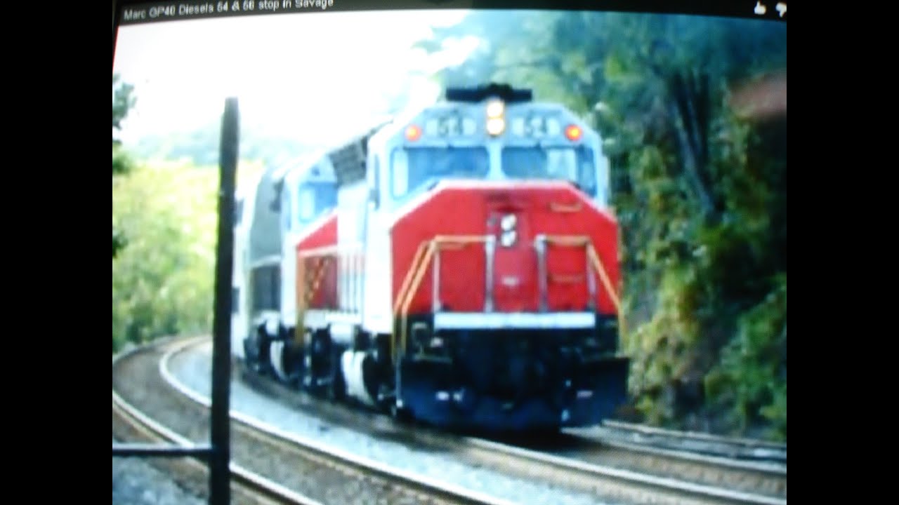 MARC EMD GP40 Diesel Locomotives Stop in Savage - YouTube