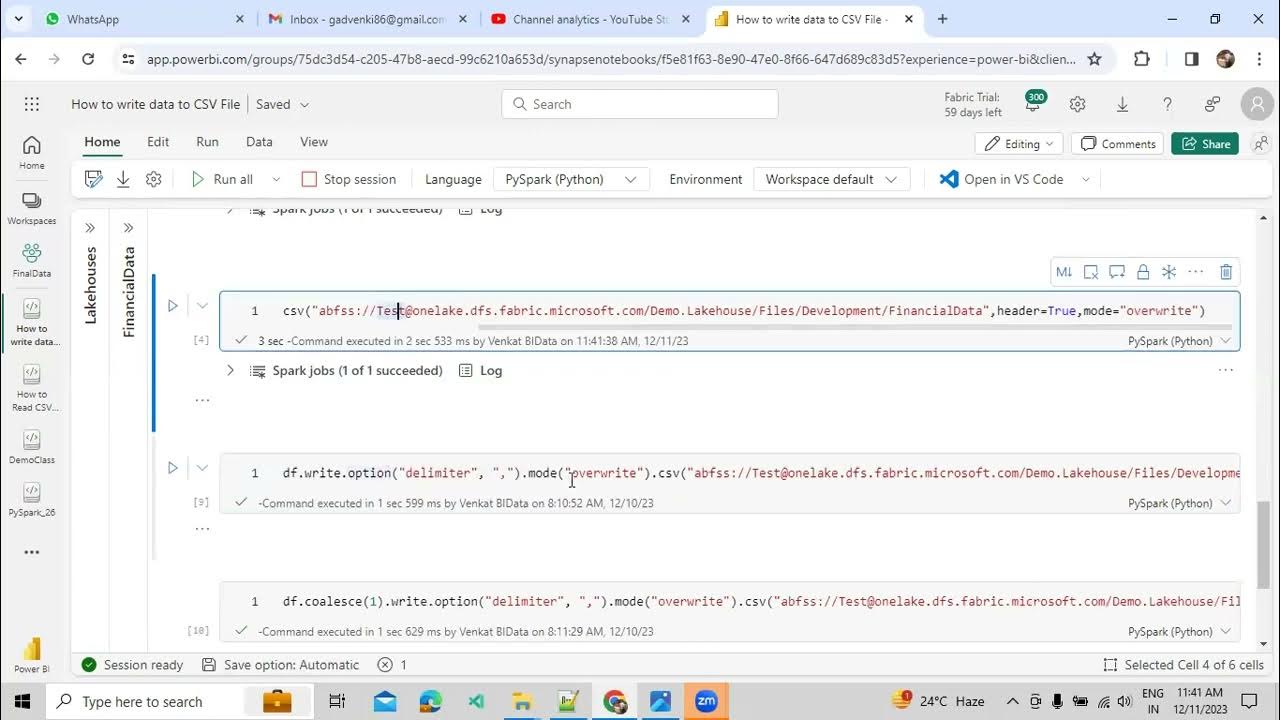 How To Write The Csv Files To Lakehouse Pyspark Basics Using Microsoft Fabric In Telugu Youtube