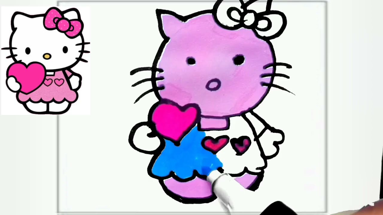 How To Draw Hello Kitty With Love Hearts | Easy Drawing Tutorial - YouTube