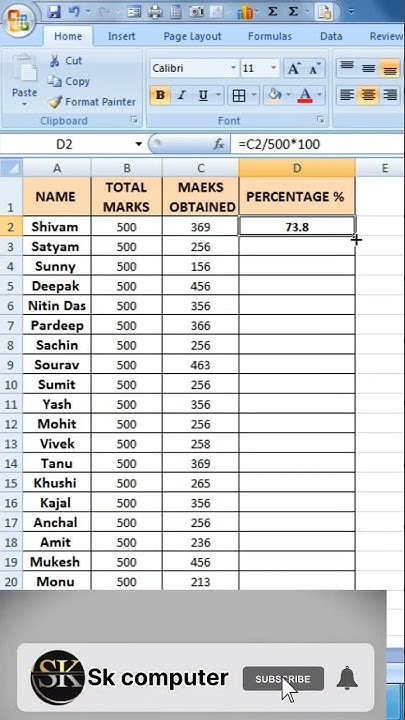 How To Calculate Percentage Excel Excelshortcuts Msexcel Exceltutorial Viralshorts Shorts